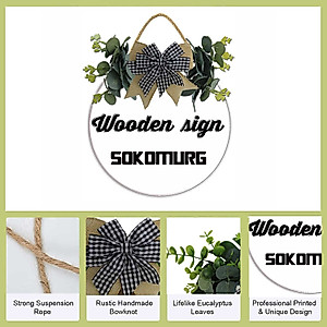 Sokomurg Rustic Round Wood Wreaths Wall Hanging Outdoor, Farmhouse, Porch, Seasonal Welcome Sign Front Door Decoration, for Spring Summer Fall All Seasons Holiday Halloween Christmas 12 In(30 cm)