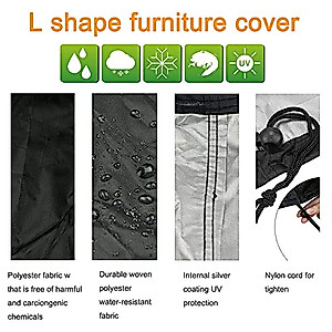 Patio Sectional Sofa Cover, Outdoor L-Shaped Sectional Sofa Covers Rainproof, Garden Corner Settee Furniture Cover Protector Waterproof, Left Facing, 75.6" L/102 L x 39.37" D x 32" H