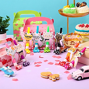Hotop 48 Pcs Cat Party Blowouts Cat Birthday Party Supplies Kitty Blowers Dollhouse Cat Noisemakers Blowouts for Cat Birthday Baby Shower Party Favor Decorations