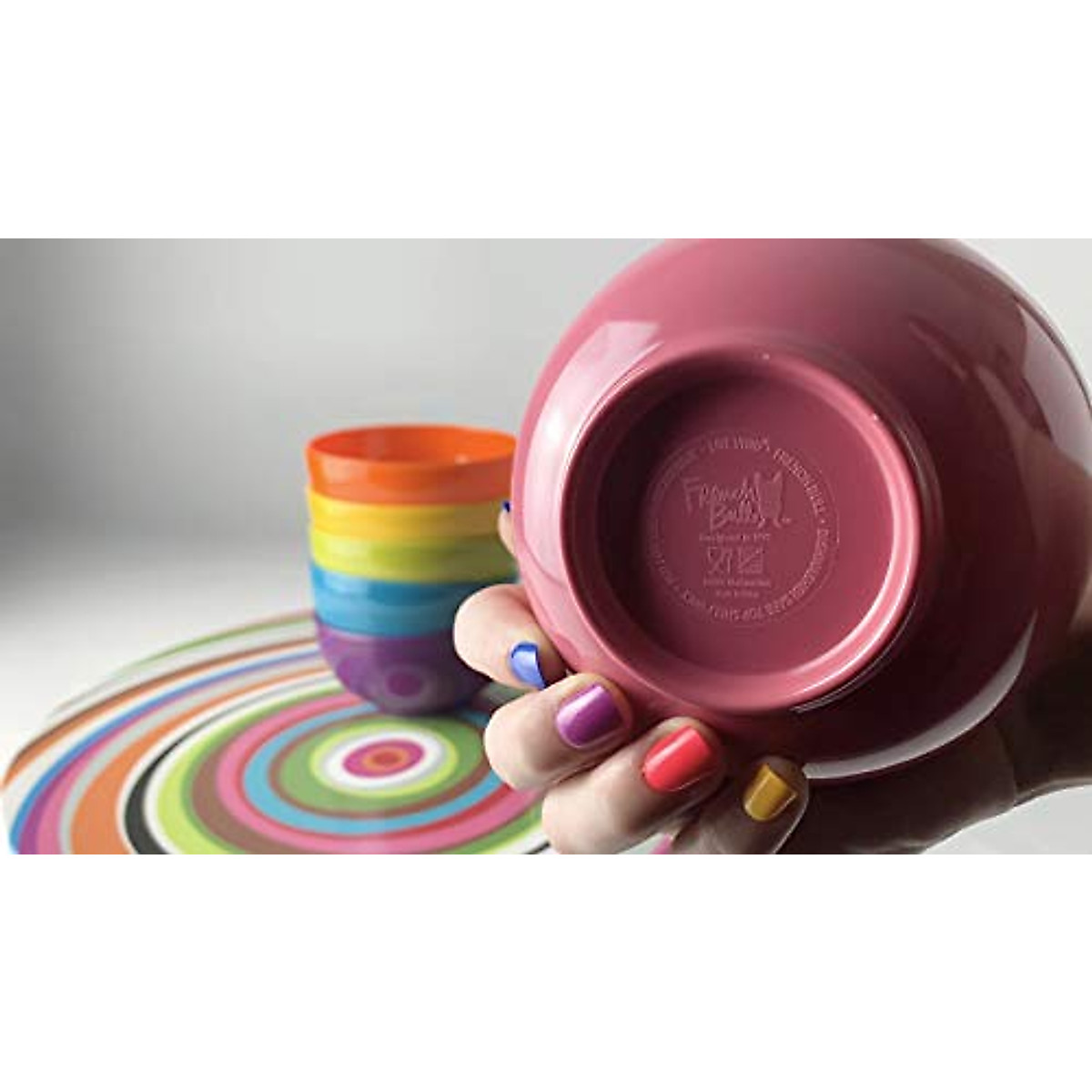 French Bull Melamine Mini Bowls for Snacks, Side Dishes, Dessert, Dipping Sauces or Ice Cream - Colorful Assorted Set of 6-10 ounce - 4" Bowls - Solid Color