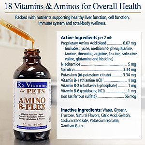 Rx Vitamins Amino B Plex for Pets - B Vitamin Complex Plus Amino Acids for Dogs & Cats - Vitamin Supplements for Dogs' & Cats' Total Body Support - 2 oz.