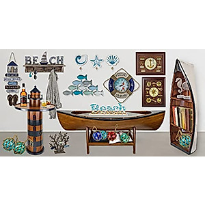 SAILINGSTORY Beach Wall Decor, Beach Sign Key Holder for Wall Mounted Coat Rack with Shelf, Beach Decor Nautical Decor Key Hook for Wall with Shelf