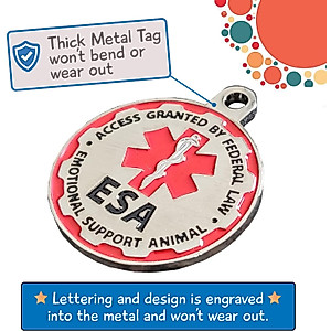 ESA Dog Vest + ID Tag + 50 ADA Information Cards - Emotional Support Dog Harness in Sizes X Small to XX-Large Metal Dog Tag Durable Clip Service Dog Information Cards