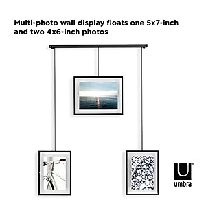 Umbra Exhibit Picture Frame Gallery Set, Adjustable Wall Collage Displays Three 8x10" Photos, Set of 3 Large, Black