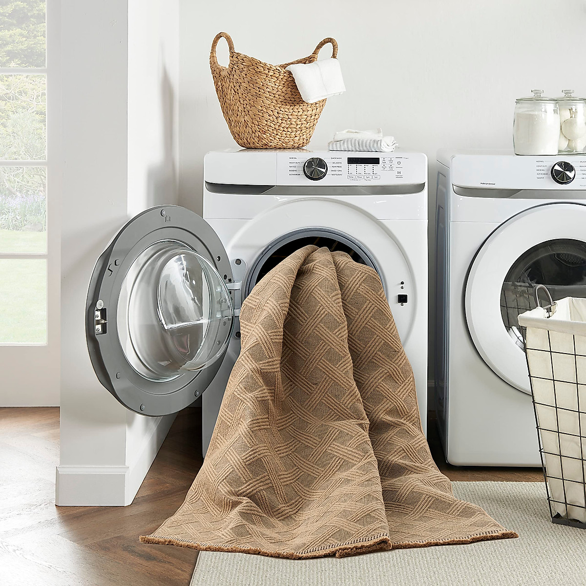 Nourison Washable Jute Geometric Natural 2' x 4' Area -Rug, Easy -Cleaning, Non Shedding, Bed Room, Living Room, Dining Room, Kitchen (2x4)