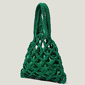 TKFDC Designer Braided Crochet net Bag Women Casual Summer Woven Beach Bucket Tote Bag Purse (Color : D, Size : 22.5 * 26cm)