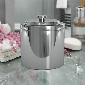 nu steel MR1H Merlot Collection Q-tip Holder, Bathroom Vanity Metal Storage Organiser, Canister, Jar Swabs, Round Cotton Balls, Shiny Chrome Finish