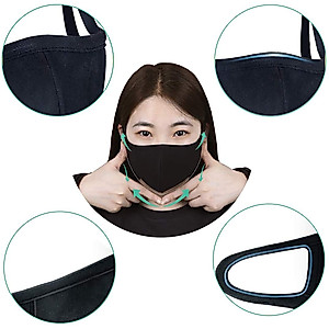 comfso 8 Pack Organic Cotton Face Cover Washable and Reusable - Black Travel Face Mask, Mouth Protection Cloth Masks with Nose Bridge Wire - Soft Fabric for Women Men Outdoor
