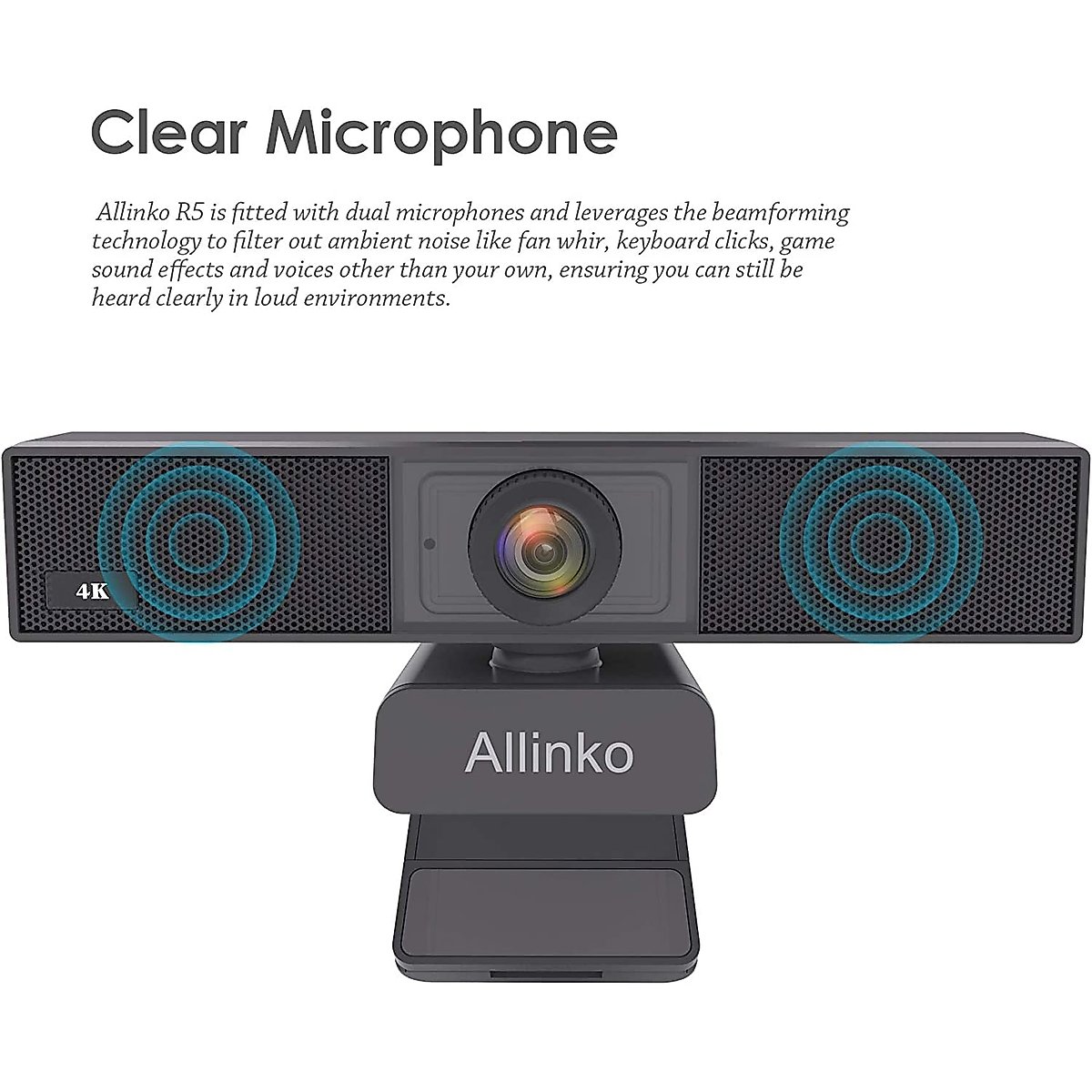 Nano shield 𝐒𝐀𝐕𝐄 𝟔𝟎% 4K Webcam with Noise Cancelling Mic, Full HD Web Camera Wide Screen Video Calling Recording Game Streaming for Mac OS X Win 10 8 7 Vista XP (4K)