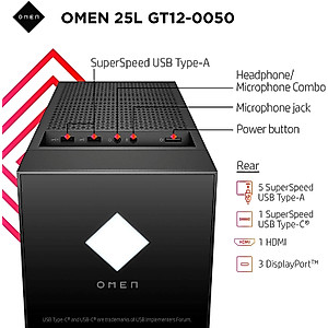 2021 Newest HP OMEN 25L Gaming Desktop PC, AMD 8-Core Ryzen 7 3700X(Up to 4.4GHz), GeForce RTX 3060 12GB, HyperX 16 GB DDR4 RAM, 1TB HHD+512GB PCIe NVMe SSD, Windows 10, RGB Lighting + Generic Mouepad