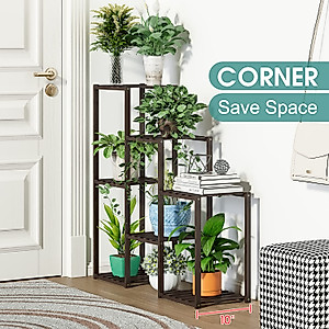 Bamboo Plant Stand Indoor Plants Multiple Plant Stands Wood Outdoor Tiered Plant Shelf for Multiple Plants, 7 Potted Ladder Plant Holder Table Plant Pot Stand for Window Garden Balcony Living Room