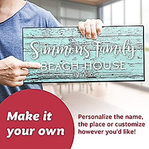 Pattern Pop Personalized Mint Rustic Wood Plank Look Beach House Key Hanger
