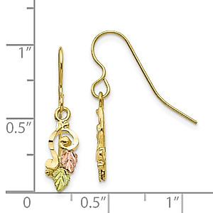 10k Tri-color Black Hills Gold Shepherd Hook Earrings Q10BH634