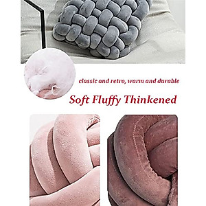 Togtlafil Soft Square Knotted Throw Pillows Elastic Cute Plush Braided Cushion Thicken Sofa Home Decoration,Light Green 16in