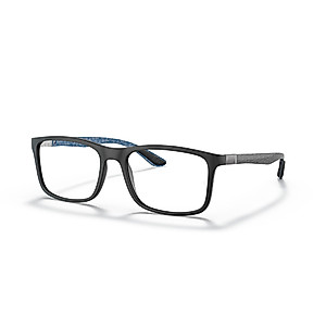 Ray-Ban RX8908 Rectangular Prescription Eyewear Frames, Matte Black/Demo Lens, 53 mm