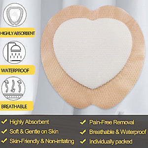 LotFancy Sacral Foam Dressing, 7"x 7", 5 Count, Silicone Foam Dressing, Wound Dressing with Border, Sacrum, Bed Sores, Pressure Ulcers Healing Bandage Pad, Highly Absorbent, Waterproof