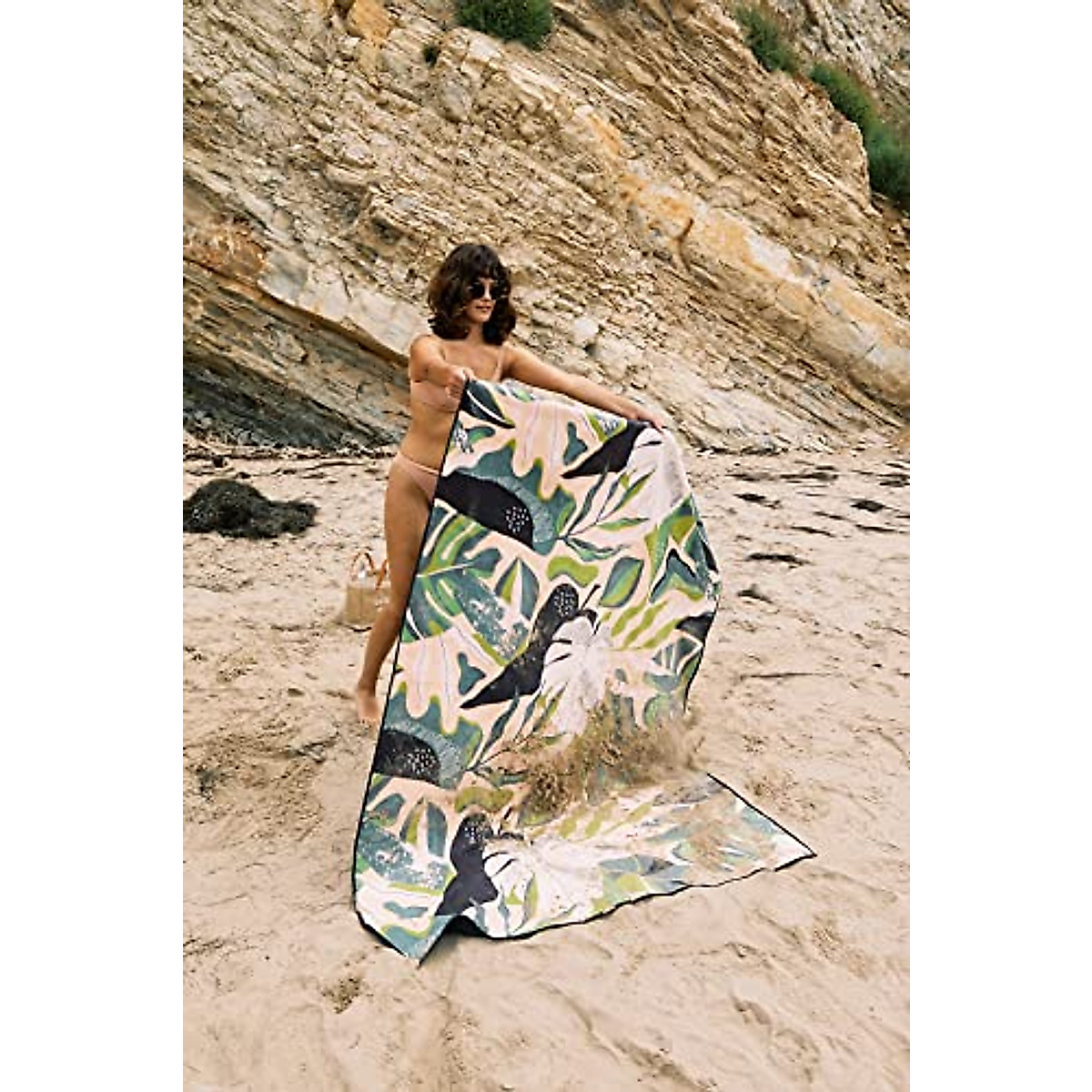 Nomadix Festival Blanket - Perfect for Picnics, Camping, & Lawn Seating - Plush Top & Water Resistant Base - Made with Post Consumer Recycled Materials - Palms Night - 60x70