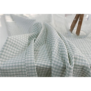Premium Quality Cotton Fabric by The Yard Yarn Dyed Check Fabric 63" Wide Cozy Bio Washing Full of Emotion Laceking Made in Korea (Mint)