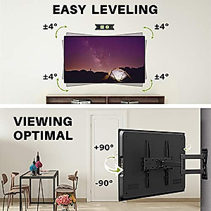 USX MOUNT Full Motion TV Wall Mount for Most 26-55in TV, Pre-Assembled Wall TV Bracket with Swivel Tilt Extension Height Setting, TV Centering & Corner Design, Up to VESA 400x400mm, Load 80 lbs