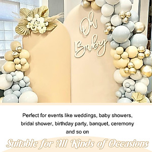 Spandex Fitted Wedding Arch Cover 6FT Beige Arch Backdrop Cover, Round Top Chiara Backdrop Stand Covers for Wedding Birthday Party Baby Shower Banquet Arch Decoration (Beige, 6FT)