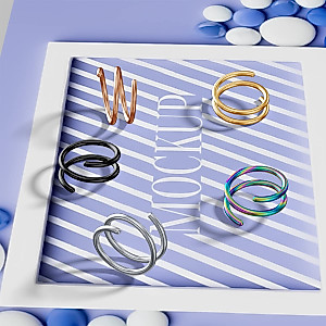 hujiling 10 Pcs 20G Double Hoop Nose Ring, Double Nose Rings Hoops Set Adjustable, 316L Surgical Steel Spiral Nose Ring for Single Piercing Nose Rings for Women Women Nose Piercing Jewelry