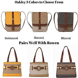 Mona B Canvas Handbag for Women | Zipper Bag | Crossbody Bag | Stylish Vintage Recycled Upcyled Bags Women (Brown-Rowen)