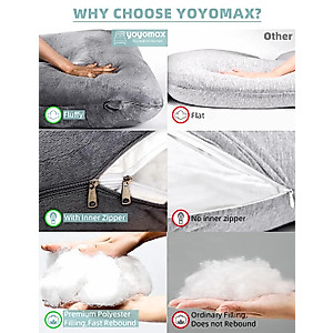 yoyomax U-Shaped Pregnancy Pillows, Memory Foam Pregnancy Pillow Full Body Maternity Pillow with Removable Cover-57 Inch Pregnancy Pillows for Sleeping-Darkgrey