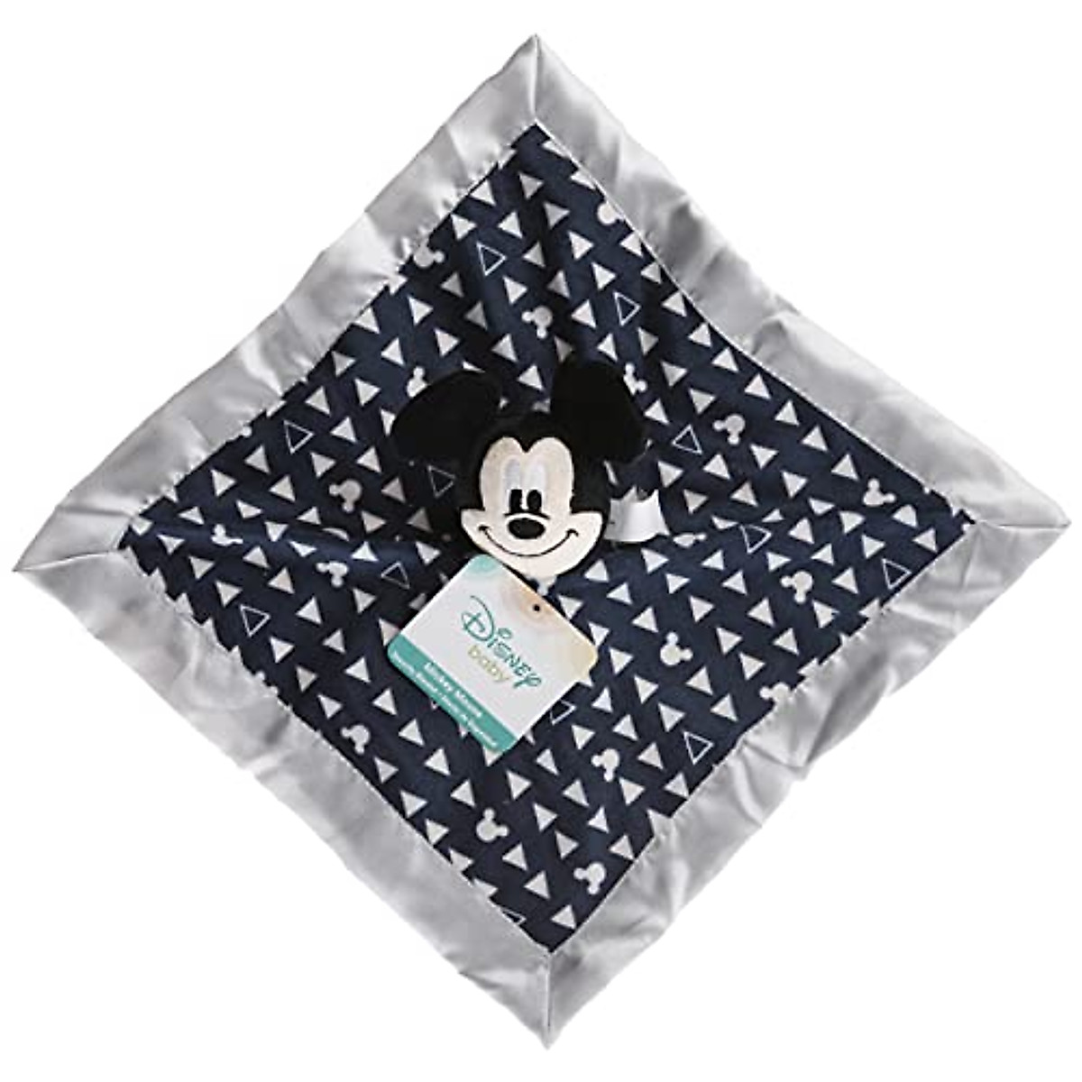Disney Mickey Mouse Lovey Security Blanket, Navy/Grey 12x12 Inch (Pack of 1)