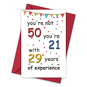 Funny 50th Birthday Card, Humorous 50 Years Old Bday Card, Unique 50th B-day Card for Mom Dad Sister Aunt...