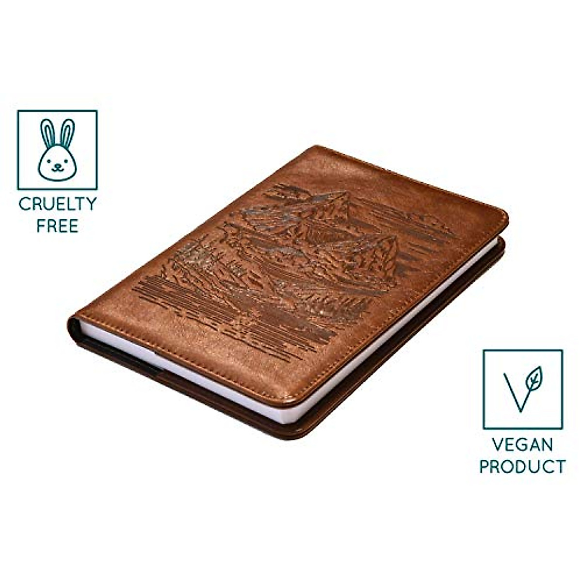 SOHOSPARK Mountains Refillable Faux Leather Journal, Mens Journal, 6x8 Vegan Lined Writing Journal for Women