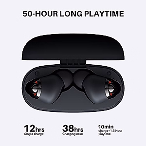 Wireless Earbuds, Tribit Qualcomm QCC3040 Bluetooth 5.2, 4 Mics CVC 8.0 Call Noise Reduction 50H Playtime Clear Calls Volume Control True Wireless Bluetooth Earbuds Earphones, FlyBuds C1 Black