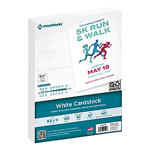 Printworks White Cardstock, 67 lb, 92 Bright, FSC Certified, Perfect for School and Craft Projects, 8.5 x 11 Inch, 100 Sheets (00540)