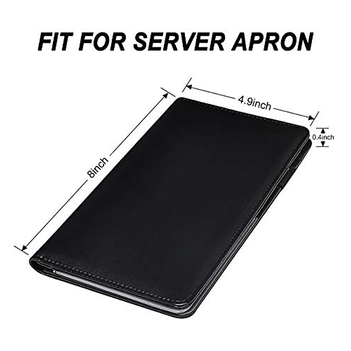 Server Books for Waitress - Leather Waiter Book Server Wallet with Zipper Pocket, Cute Waitress Book&Waitstaff Organizer with Money Pocket Fit Server Apron（Classic Black）
