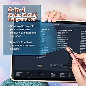 6 Pack Ballpoint Pen 2-in-1 Stylus Retractable Ballpoint Pen with Stylus tip, Metal Stylus Pen for Touch Screens, 1.0 mm Black Ink