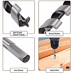 Auniwaig Auger Drill Bit Wood Hex Shank 14mm Cutting Dia High Speed Steel for Electric Bench Drill Woodworkingpentry
