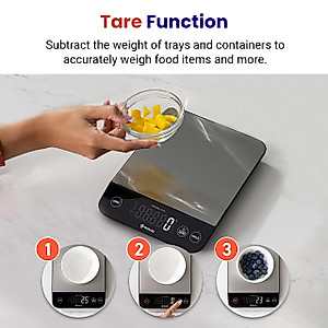 Etekcity Luminary 22lb Food Kitchen Digital Scale for Weight Loss, IPX6 Waterproof, Rechargeable, Ounces and Grams for Cooking Baking, 0.05oz/1g Precise Graduation, 304 Stainless Steel