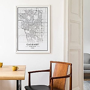 Dear Mapper Calgary Canada View Abstract Road Modern Map Art Minimalist Painting Black and White Canvas Line Art Print Poster Art Print Poster Home Decor (Set of 3 Unframed) (16x24inch)