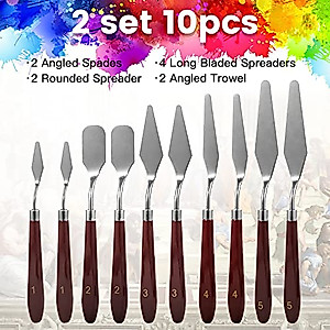 10PCS Palette Knife, Stainless Steel Painting Knife Set, Flexible Spatula Pallet Knife, Metal Artist Knives, Oil Painting Accessories Color Mixing Scraper for Oil, Canvas, Acrylic Painting By CUALORK