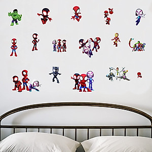 Spiderman and His Amazing Friends Wall Decals Peel and Stick Cartoon Wall Decals Stickers for Boys Room Spiderman Wall Art Mural Decor for Baby Girls Kids Nursery Bedroom