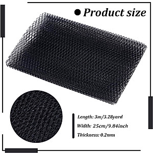 BENECREAT 3 Yard Black Net Mesh Fabric, 10 Inch Wide Nylon Bridal Veil Netting Fabric, Birdcage Veil Netting Fabric for Veil Making DIY Wedding Accessories Hat Brim Decoration, 0.2mm Thick