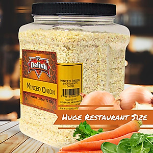 Minced Onion by It’s Delish, 2 lbs (32 Oz) Jumbo Container Jar – Dried Onion Flakes | Delicious, Fresh Taste | Dehydrated Onions | No Preservatives, No artificial Flavor Added – Certified Kosher
