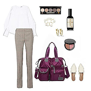 YAQUNICER Women Soft Casual Nylon Tote Satchel Diagonal Crossbody Shoulder Messenger Handbags Clutches-Blue