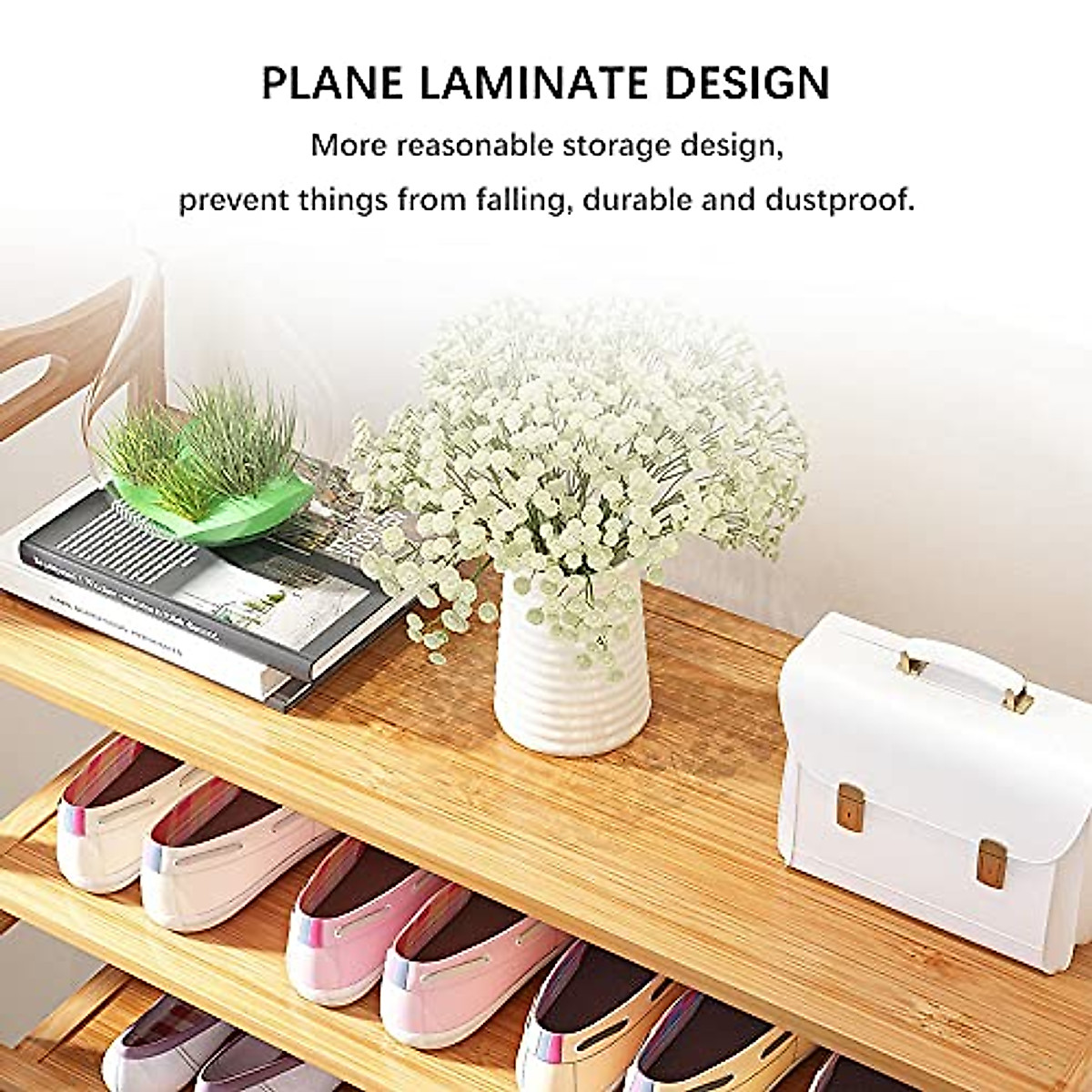 QUMENEY 3 Tier Shoe Rack for Entryway, Bamboo Shoe Rack Organizer Free Standing Sturdy Shoe Shelf, Small Wooden Shoes Rack Doorway Bedroom Living Room Balcony Closet, 27.5 X 9.8 X 20 Inch