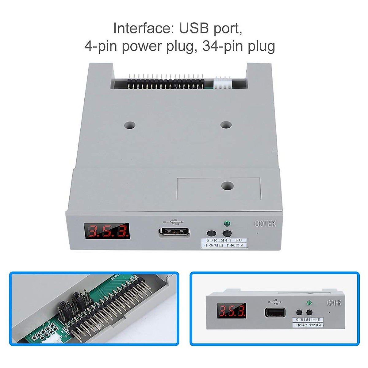 fosa Floppy & Tape Drives SFR1M44-FU USB Floppy Drive Emulator for Embroidery Machine Plug and Play Floppy to USB Converter with 3.5In 1.44MB 34-Pin Floppy Disk Driver Interface