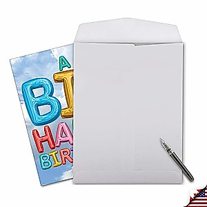 NobleWorks - 1 Jumbo Happy Birthday Greeting Card (8.5 x 11 Inch) - Group Celebration, Appreciation Stationery for Bday - Inflated Messages J5651EBDG