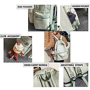 NICRX Kawaii Backpack with Cute Accessory Stylish Large Capacity Casual Daily (Black)