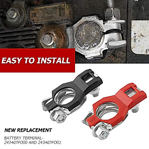 AUCELI Battery Terminal Connector, Top Post Battery Cable Terminal Clamp Set, Positive and Negative 1 Pair with 2 Washers, Good Contact Corrosion Resistance Car Accessories for SUV Van Motorcycle