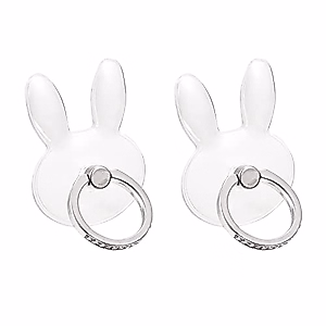 uxcell Transparent Phone Ring Holders, Diamond Clear Finger Grip Stand for Phone, Case, Tablet (Rabbit Shape), 2Pcs