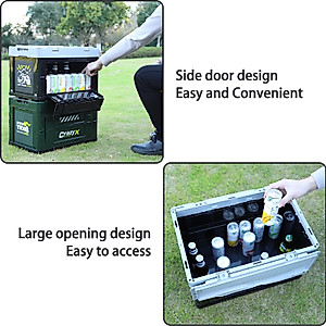 Espera 45L Collapsible Storage Bins,Camping Storage Box,1Pcs Grey Heavy Duty Reusable Moving Boxes,Foldable Storage Boxes with Wooden Lid for Clothes,Toy and Shoe