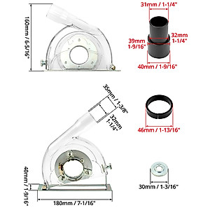 QWORK Cutting Dust Shroud for Angle Grinder 4-1/2" to 5", Transparent Cutting Dust Shroud Grinding Cover, Angle Grinder Dust Collection Attachment